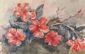 Bid & Hammer > K K Hebbar watercolours, flowers